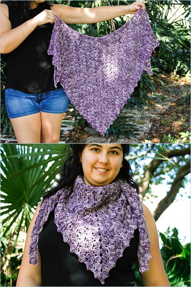 12 Free Crochet Shell Shawl Patterns For Winter - The Newlywed