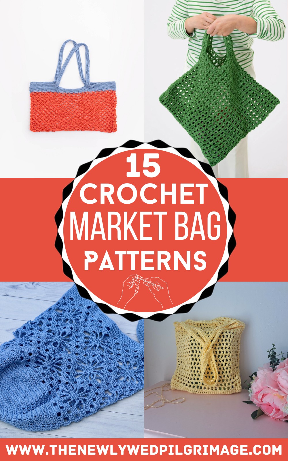 14 Free Crochet Market Bag Patterns (Easy For Beginners!) - The Newlywed