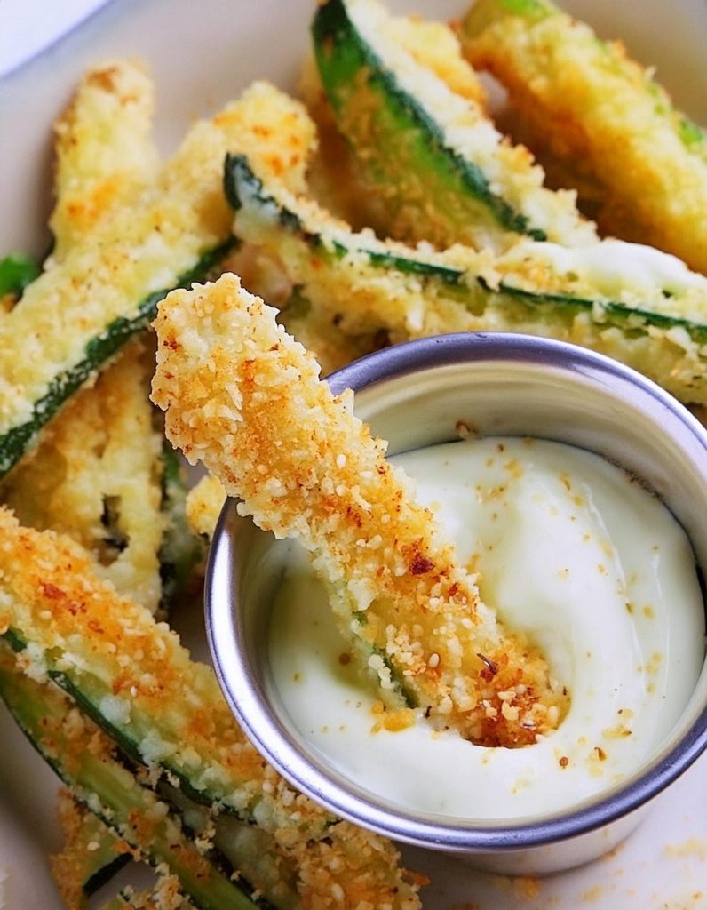 Golden-Crumbed Parmesan Zucchini Fries Recipe - The Newlywed