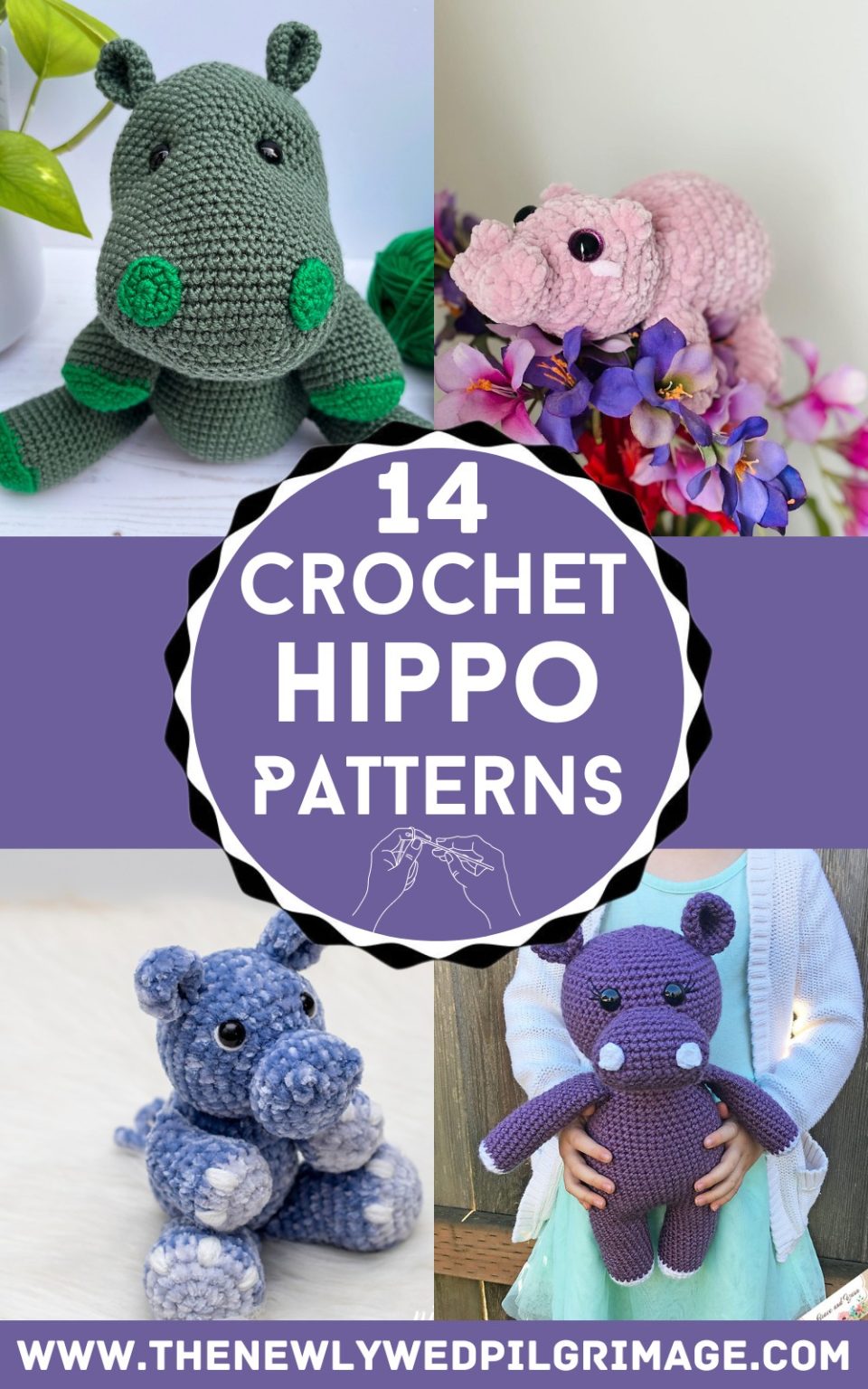 14 Free Crochet Hippo Patterns For Making Amigurumis - The Newlywed