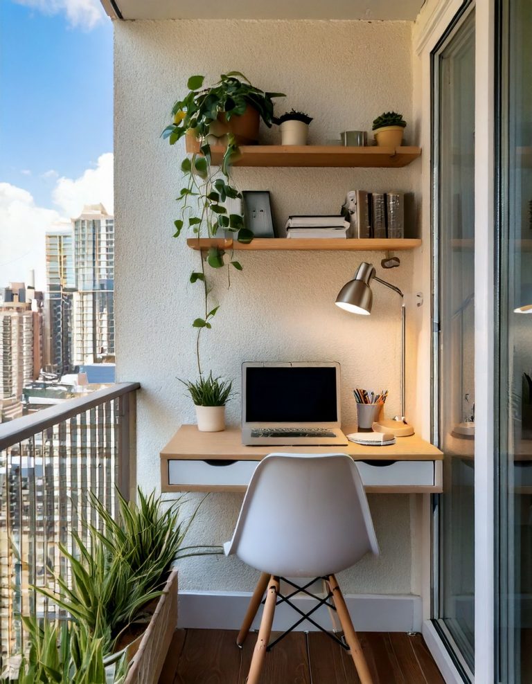 20 Balcony Workspace Ideas For Cozy Outdoor Office - The Newlywed