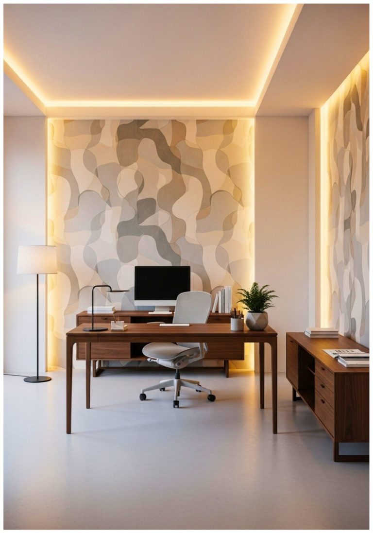 15 Home Office Background Wall Designs That Maximize Productivity - The ...