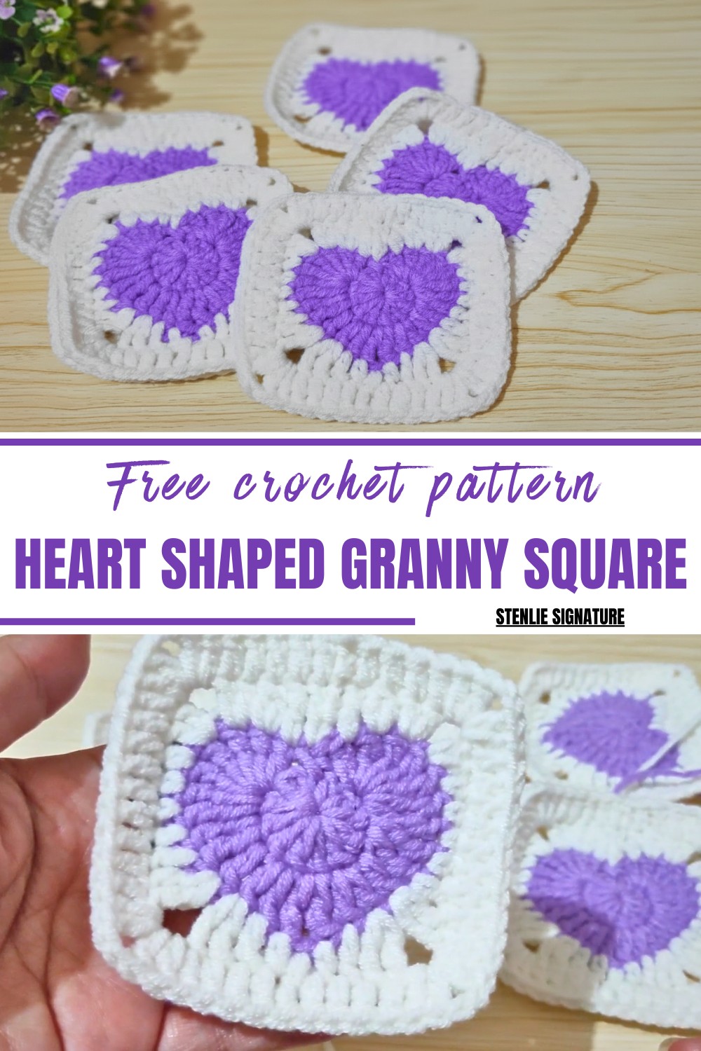 How to Crochet Heart Shaped Granny Square Pattern for Projects - The ...