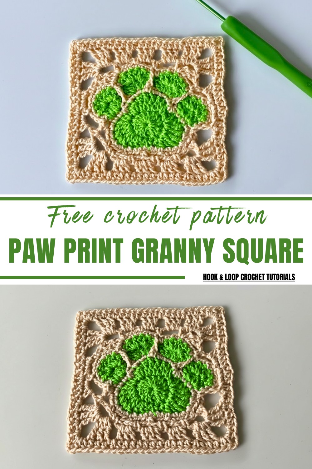 How to Crochet Paw Print Granny Square Pattern for Beginners - The Newlywed