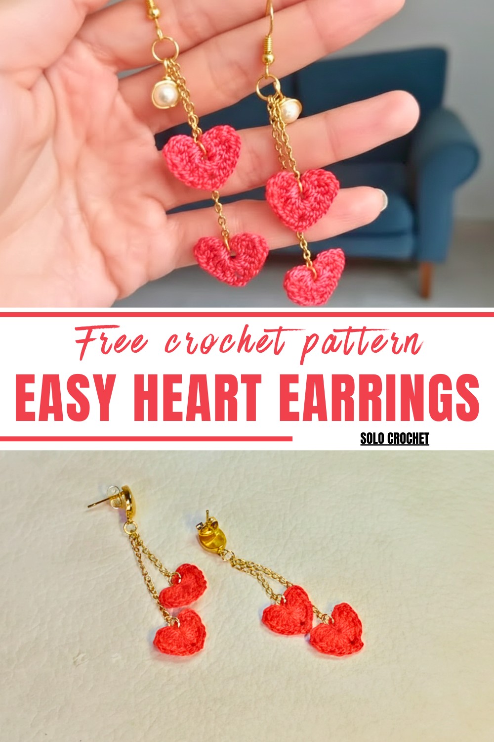 Easy Crochet Heart Earrings Pattern for Stylish Accessories - The Newlywed